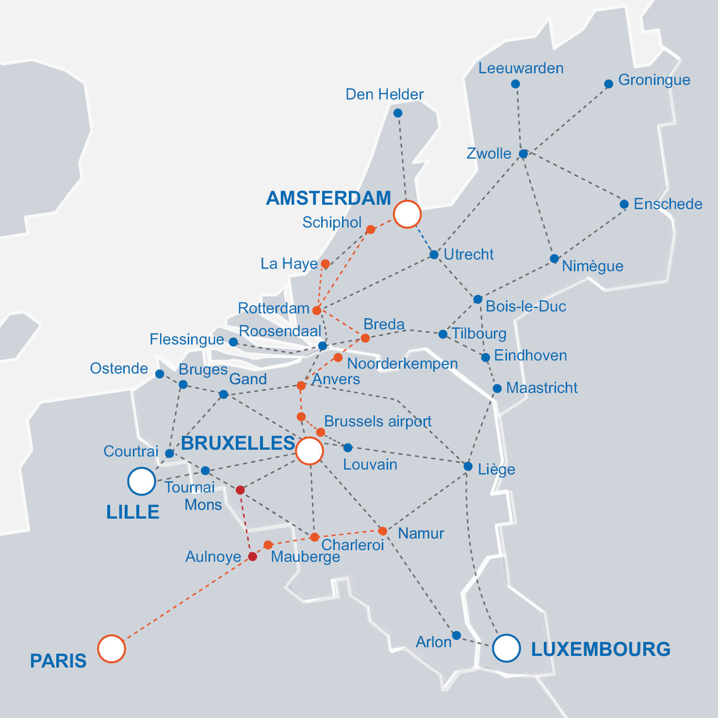 Voyagez en train InterCity vers Amsterdam, Lille et Luxembourg